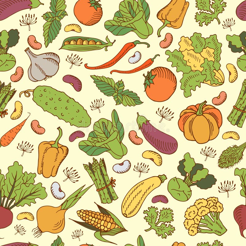 Seamless Background with Vegetables Stock Vector - Illustration of ...