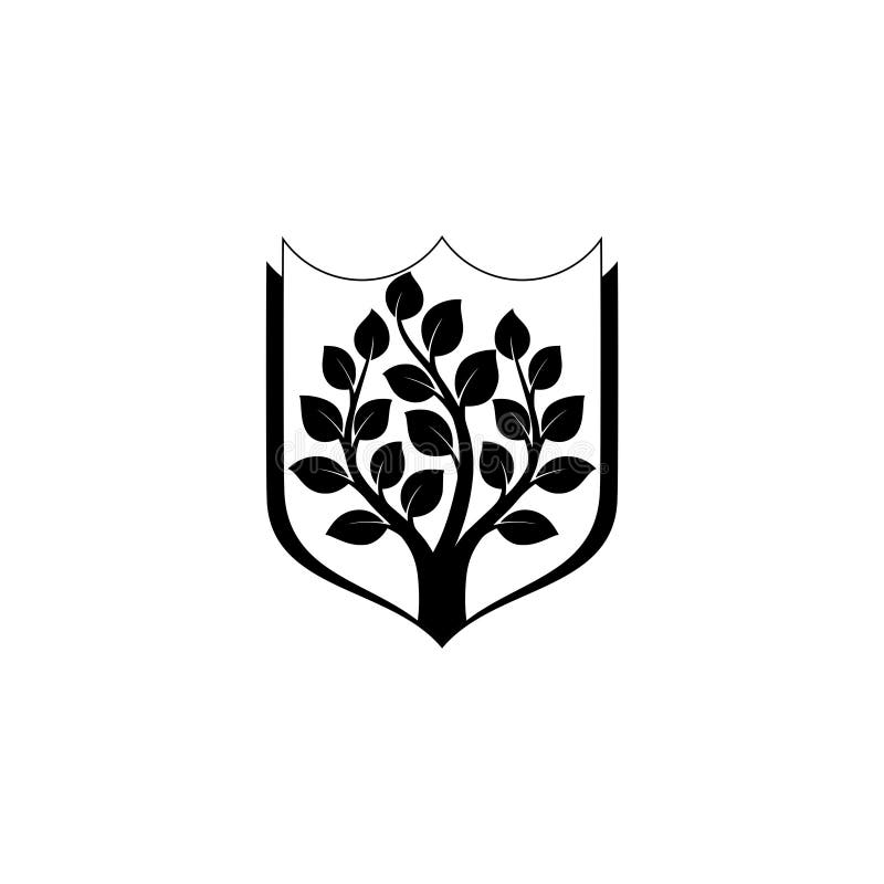 Nature Shield. Tree Shield Icon Isolated on White Background Stock ...