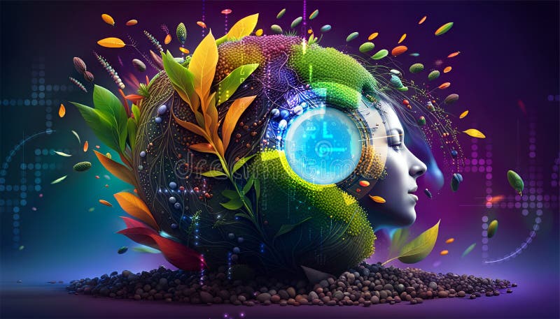 Nature and Smart Technology. Based on Generative AI Stock Photo - Image ...