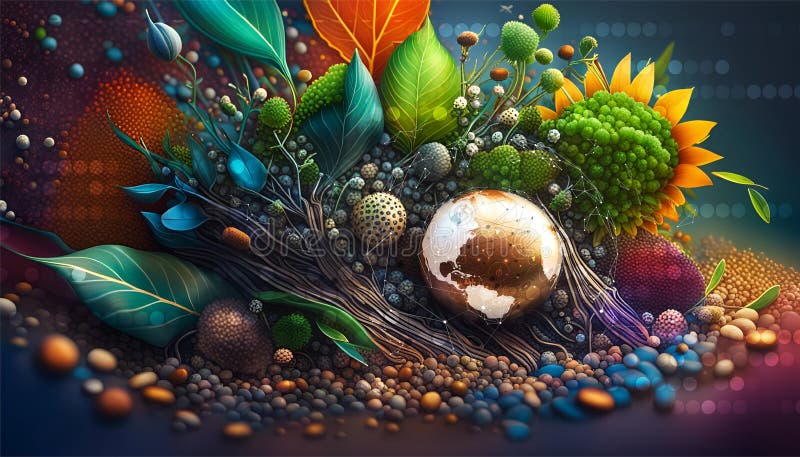 Nature and Smart Technology. Based on Generative AI Stock Illustration ...