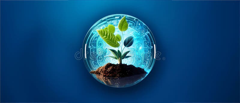 Nature and Smart Technology. Based on Generative AI Stock Illustration ...