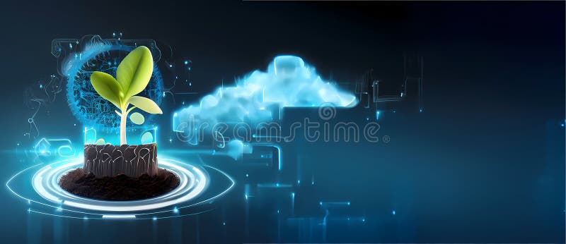 Nature and Smart Technology. Based on Generative AI Stock Illustration ...