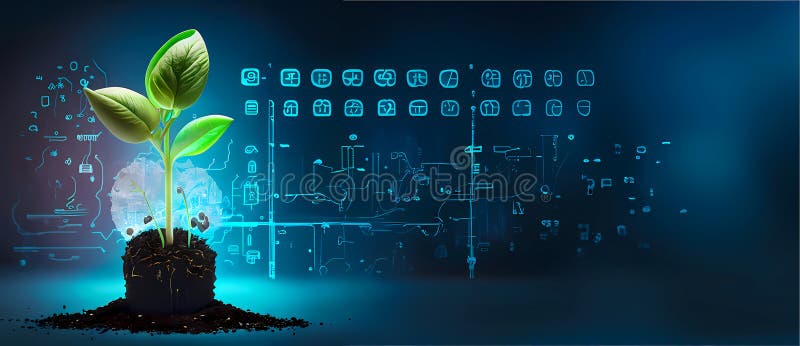 Nature and Smart Technology. Based on Generative AI Stock Illustration ...