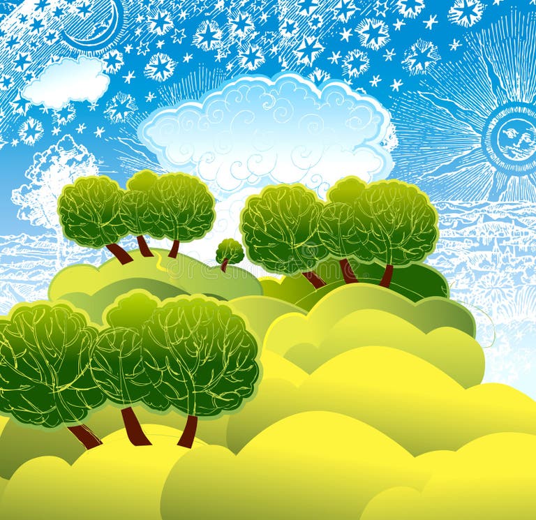 The Nature. a Solar Landscape Stock Vector - Illustration of scenery ...