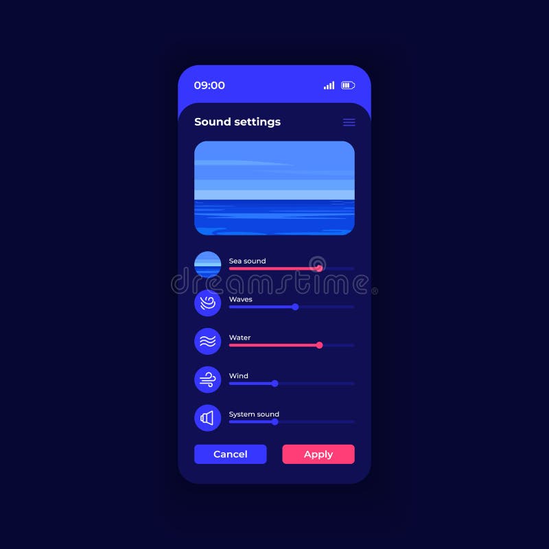 Nature Sound Settings App Smartphone Interface Vector Template Stock ...