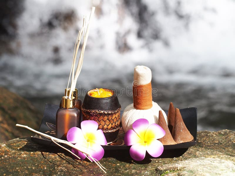 Sap Massage in Waterfall Nature. Masseur Doing Massage with Treatment ...