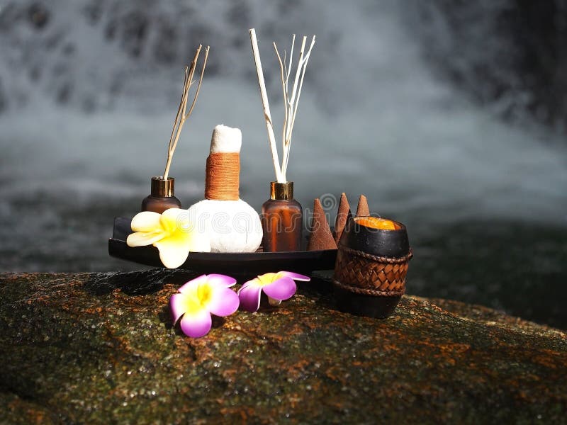 Sap Massage in Waterfall Nature. Masseur Doing Massage with Treatment ...