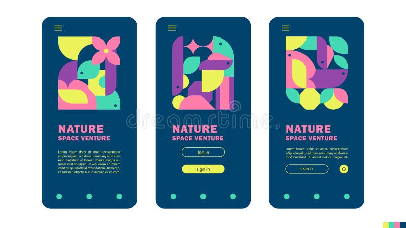 Venture Geometric Mobile App Ui Screen Design Stock Illustrations – 8 Venture Geometric Mobile ...