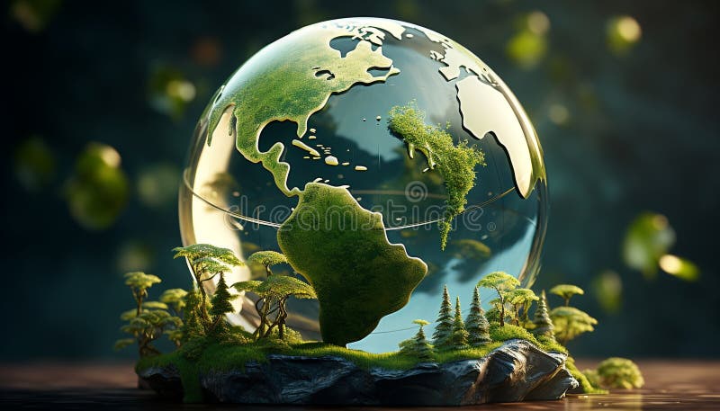 Nature Sphere, Earth Map, a Planet of Water Generated by AI Stock Image ...