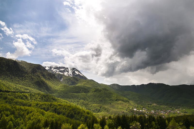 Nature Spring 3 stock image. Image of snow, cloudy, village - 37377855