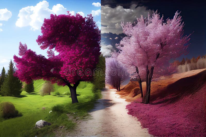 Nature in Spring Season stock illustration. Illustration of storm ...