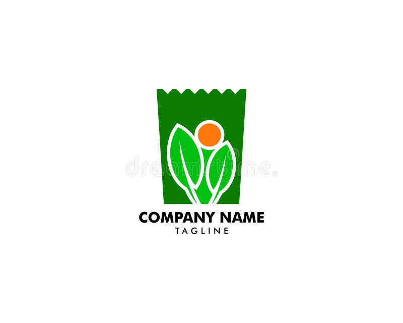 Nature Store Logo, Paper Bag with Green Leaf Logo Illustration, Nature ...