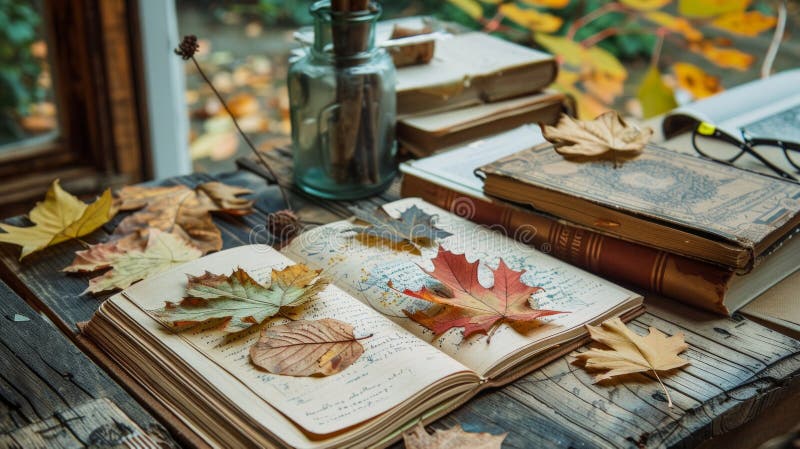 Nature Study and Leaf Pressing in Autumn Stock Photo - Image of natural ...