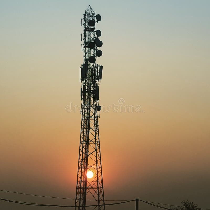 Sunset at TV Tower stock photo. Image of filed, sunset - 128066950
