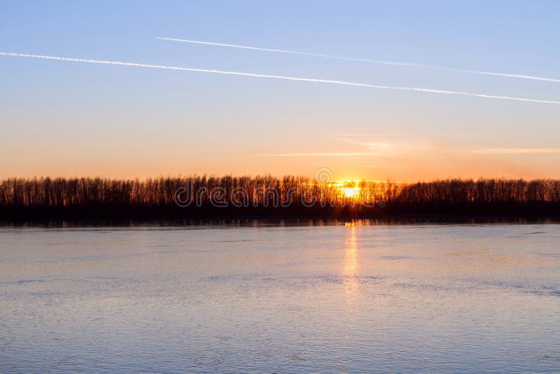 Nature, Sunset Over the River Sunny Stock Photo - Image of landscape ...