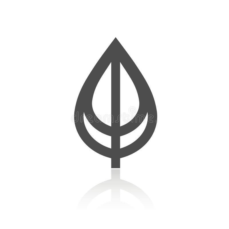 Nature Symbol, Simple Leaf with Shadow, Monochrome Eco Label Stock ...