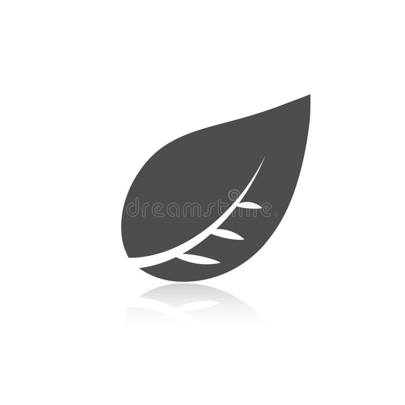 Nature Symbol, Simple Leaf with Shadow, Monochrome Eco Label Stock ...