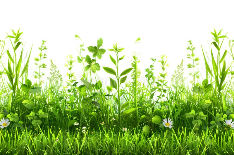 Nature Tall Meadow Grass, Isolated on White Background Stock ...