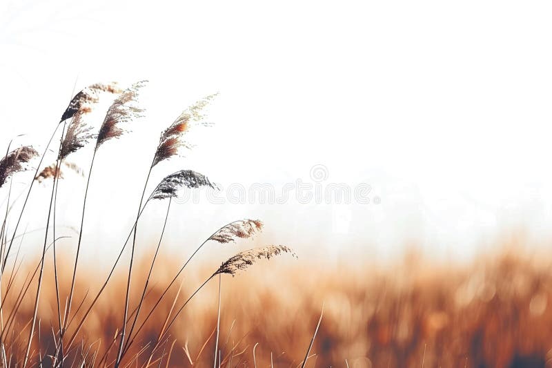 Nature Tall Meadow Grass, Isolated on White Background Stock ...