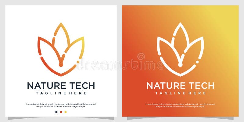 Nature Tech Logo Concept with Modern Style Premium Vector Stock Vector - Illustration of ecology ...