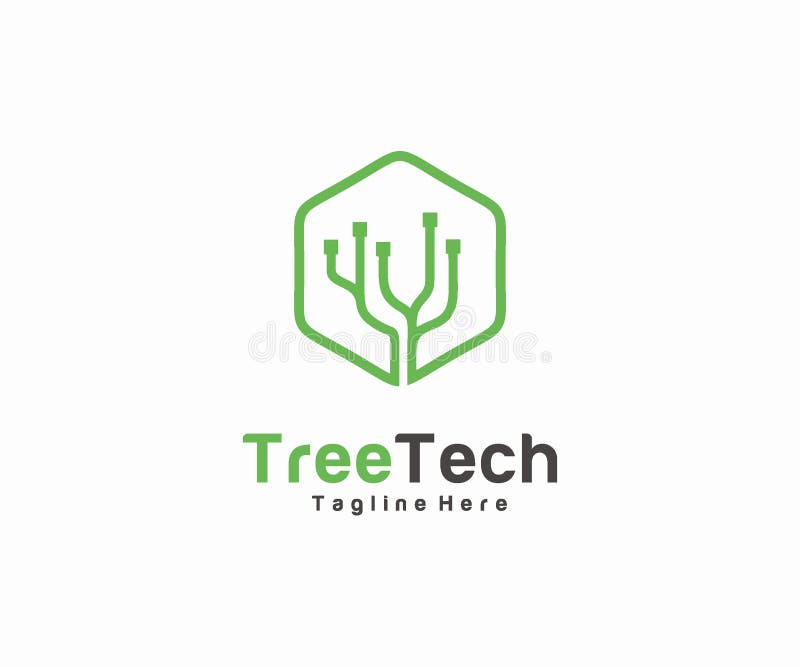 Tree Tech Logo Design Concept. Technology Logo Template Stock Vector ...