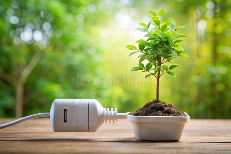 Nature and Technology Combined As a Small Tree Grows from a Plug ...