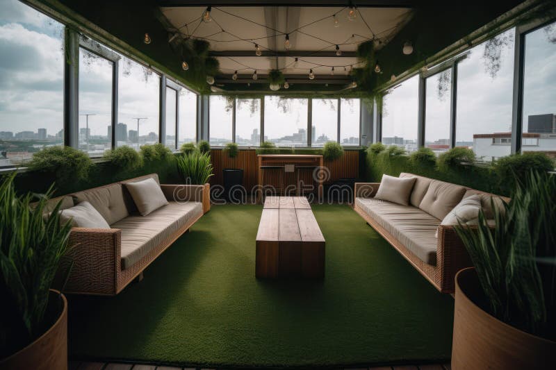 Nature Terrace with Windows for Rest Generative Ai Stock Illustration ...