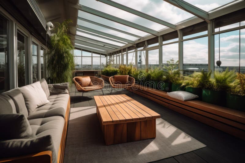 Nature Terrace with Windows for Rest Generative Ai Stock Illustration ...