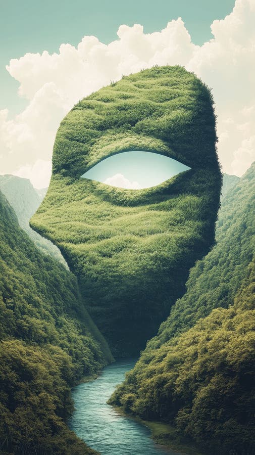 Nature-themed Human Face Formed from Greenery Stock Image - Image of ...