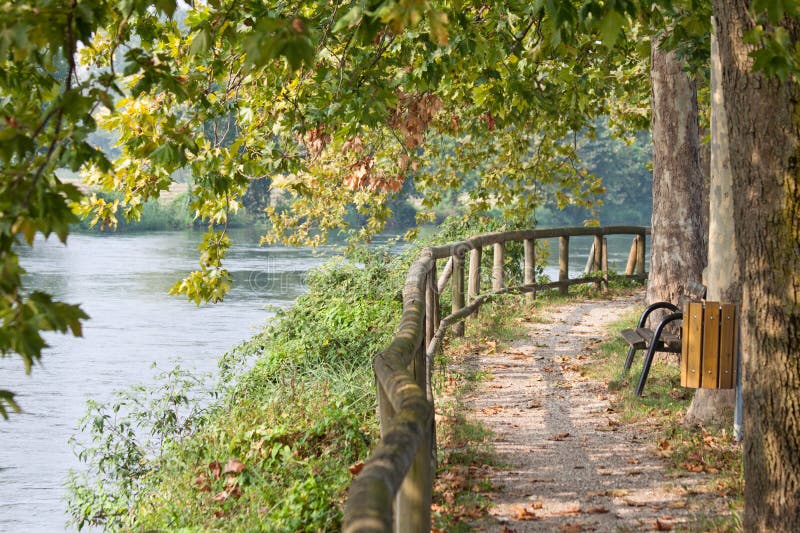 Nature Trail through Nature with Trees and Stream- Stock Image - Image ...