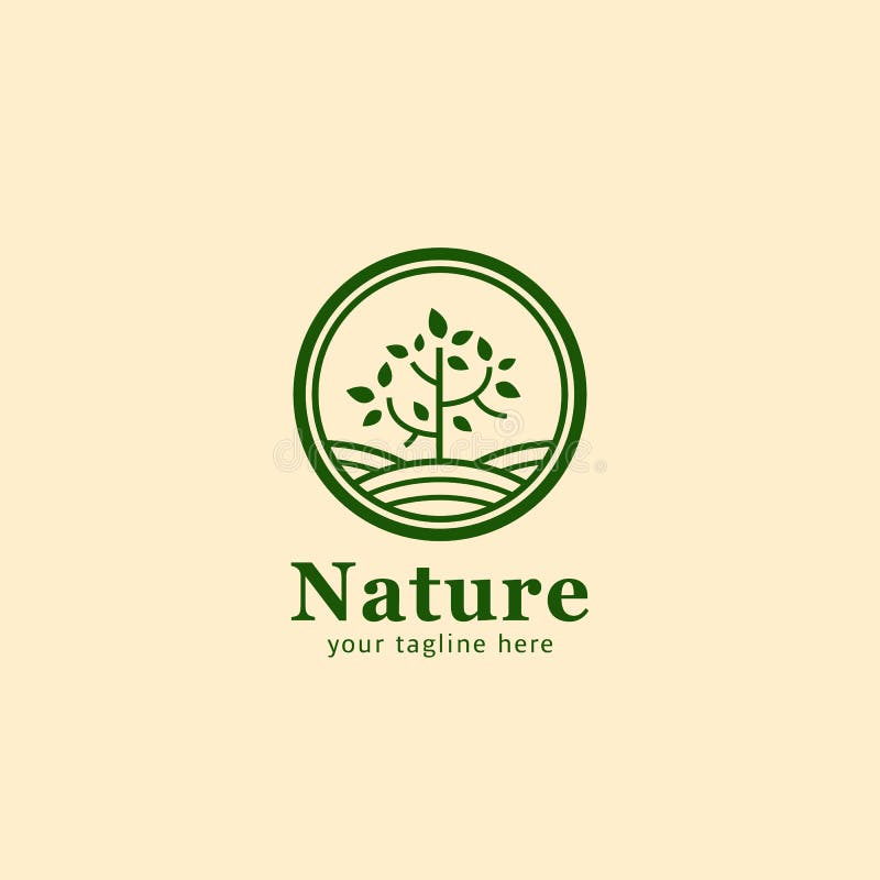 Nature Tree Logo Symbol Badge Icon in Circle Frame Monoline Vector ...