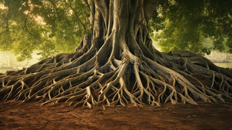 Nature tree with roots stock image. Image of canopy - 372386315