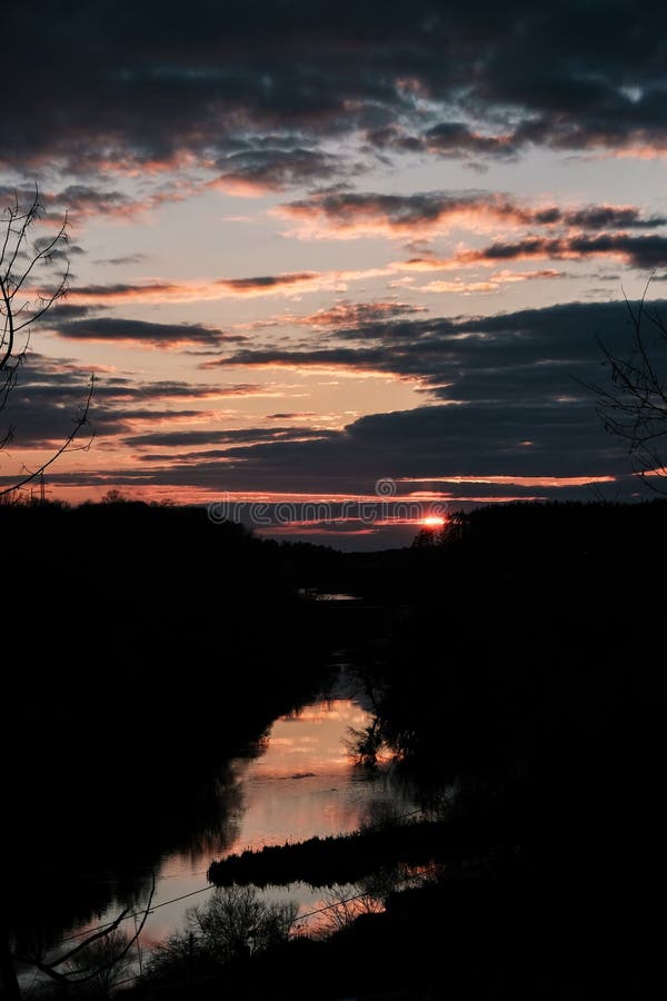 The Nature View at the River Sunset Stock Image - Image of morning ...