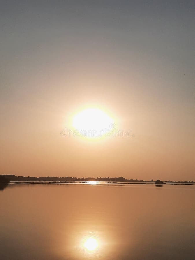 Nature View Sunset with a Panoramic View and Two Reflection Stock Photo ...