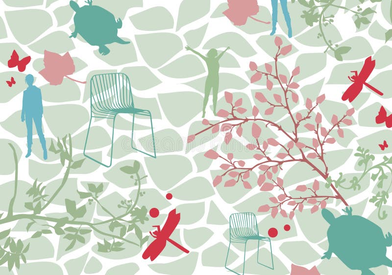 Nature Wallpaper Composition Stock Vector - Illustration of butterfly ...