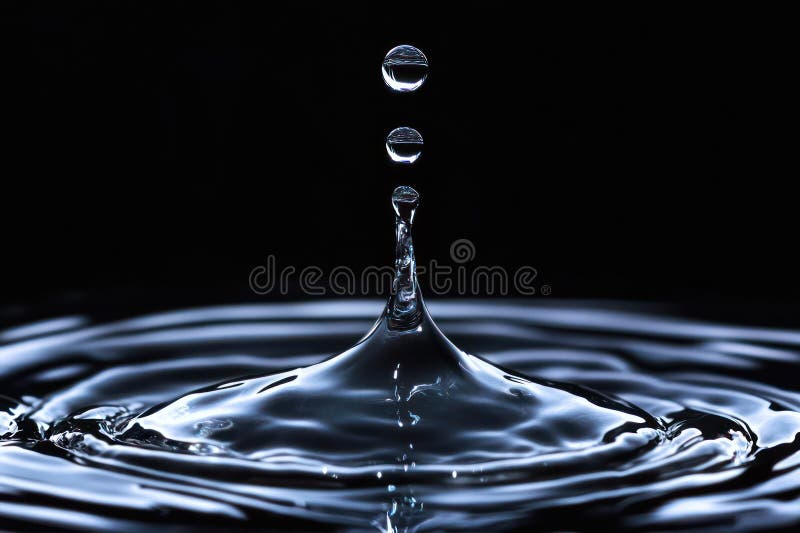 Nature Water Drop Falling with Backlight on Black Background Stock ...