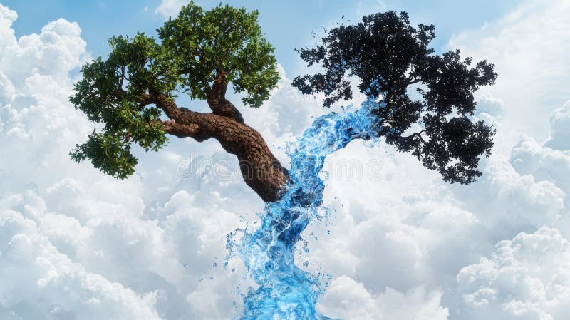 Nature, Water, and Tree Abstract Stock Illustration - Illustration of ...