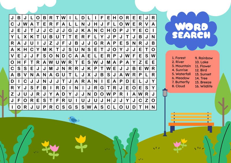 Word Search about Nature, Environment, and Related Topics. Printable ...