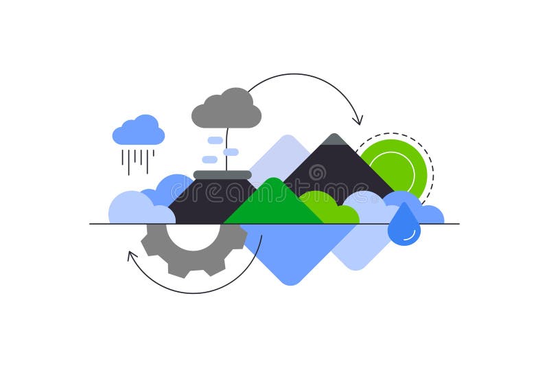 Nature and Water Cycle. Landscape Stock Vector - Illustration of earth ...