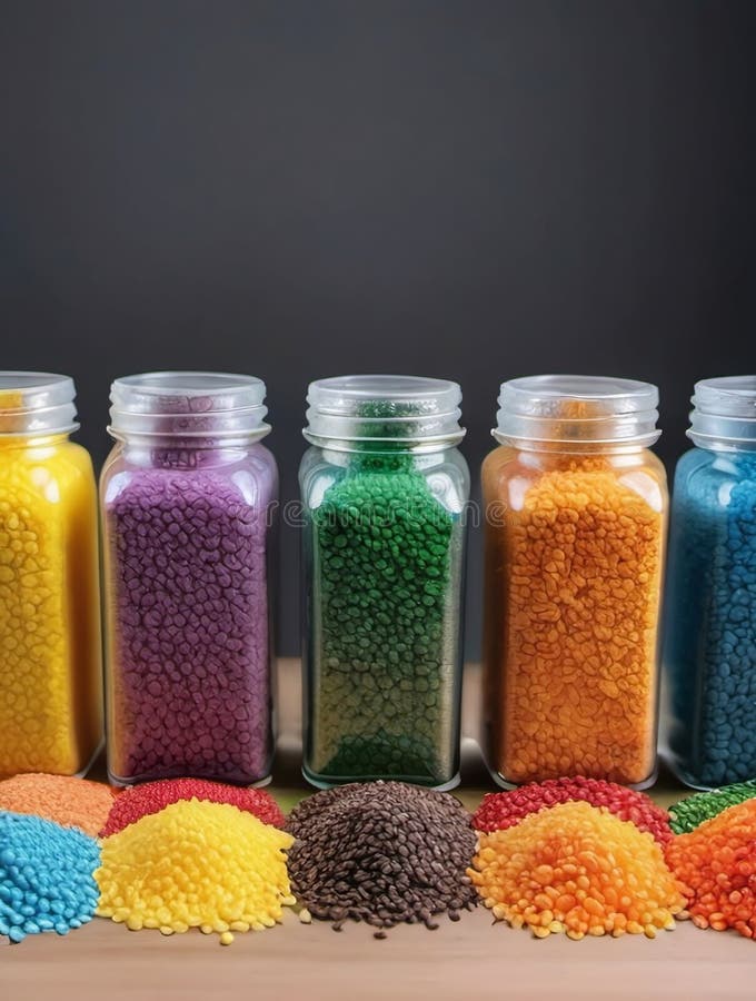 Naturefriendly Biodegradable Plastic Granules Different Colors on Table ...