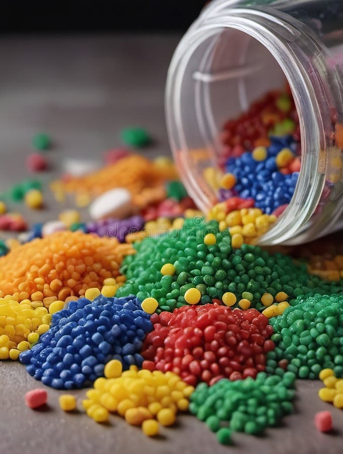Naturefriendly Biodegradable Plastic Granules Different Colors on Table ...