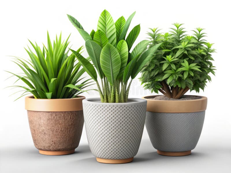 NatureInspired 3D Rendered Plant Pots Transparent PNG Set for Design ...