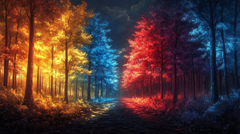 Natures Abstract Duality stock illustration. Illustration of night ...