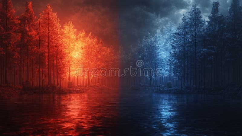Natures Abstract Duality stock illustration. Illustration of autumn ...