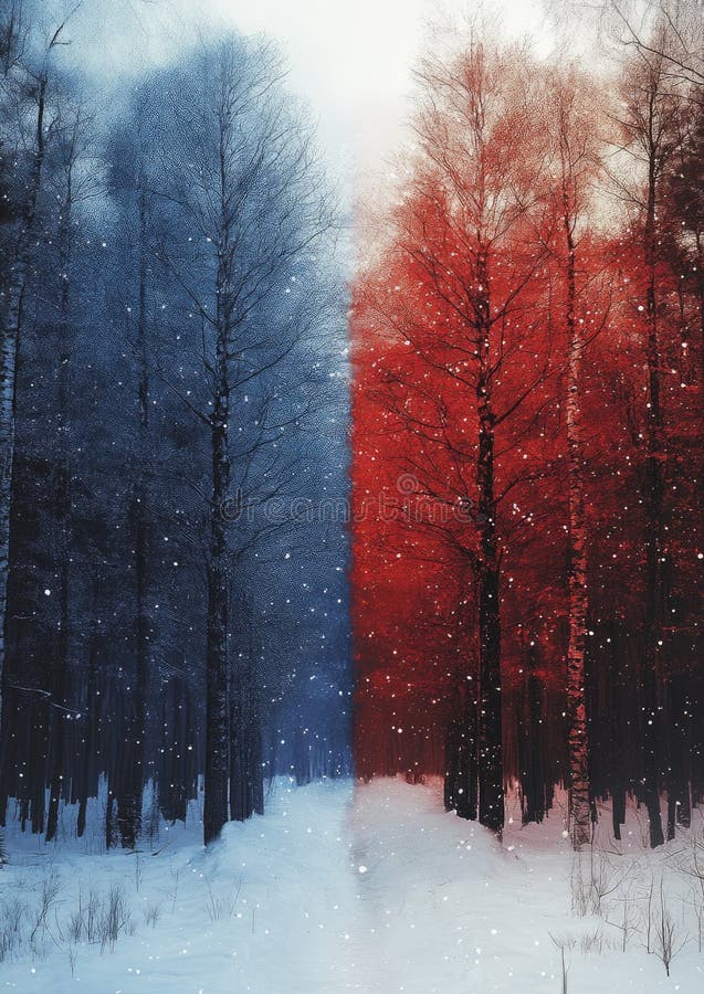 Natures Abstract Duality stock illustration. Illustration of fire ...