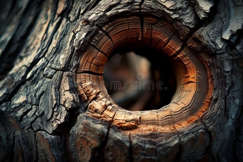 Natures Artwork Rusty, Weathered Tree Trunk Features a Unique Hole ...