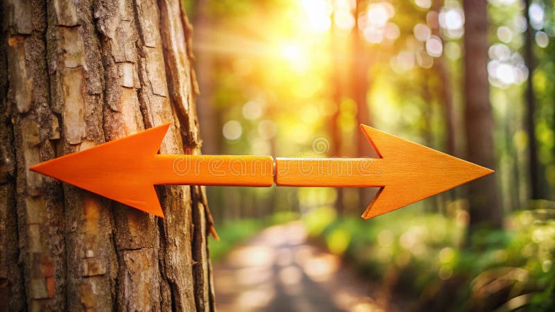 Natures Directional Path Orange Arrows Pointing Left and Right on a ...