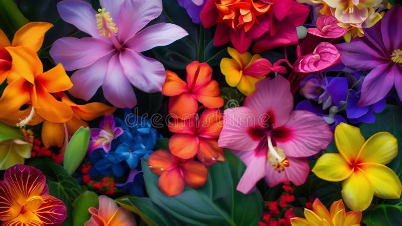 Natures Fireworks Tropical Flowers Exploding with Vibrant Color Stock ...