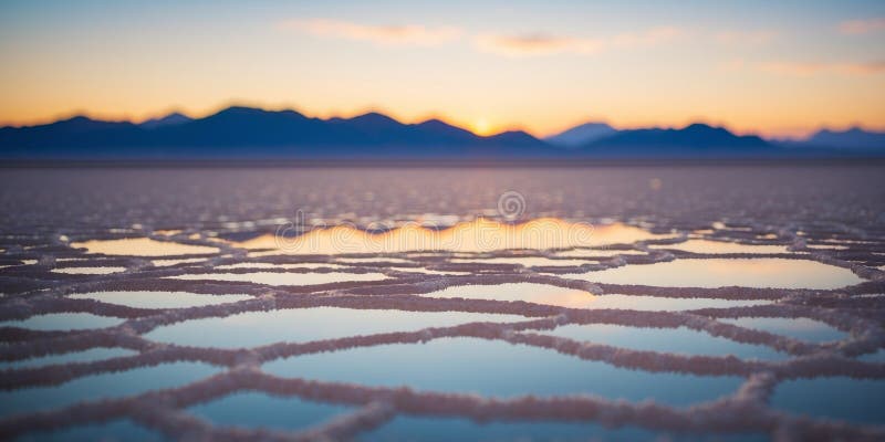 Natures Mirror a Serene Reflection in the Salt Flats. Stock Image ...