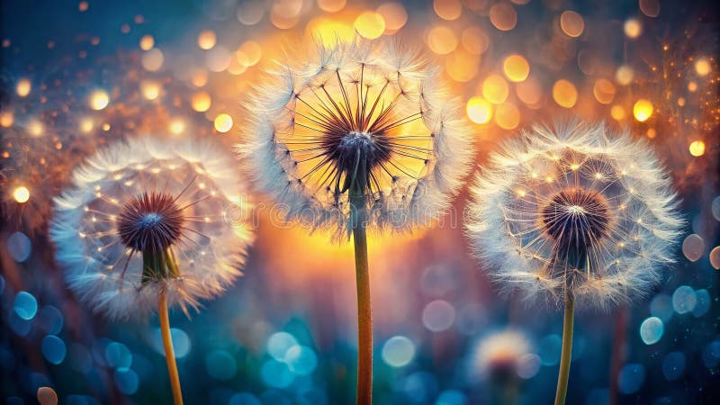 A Natures Timepiece Three Dandelions in Different Stages of Seed ...
